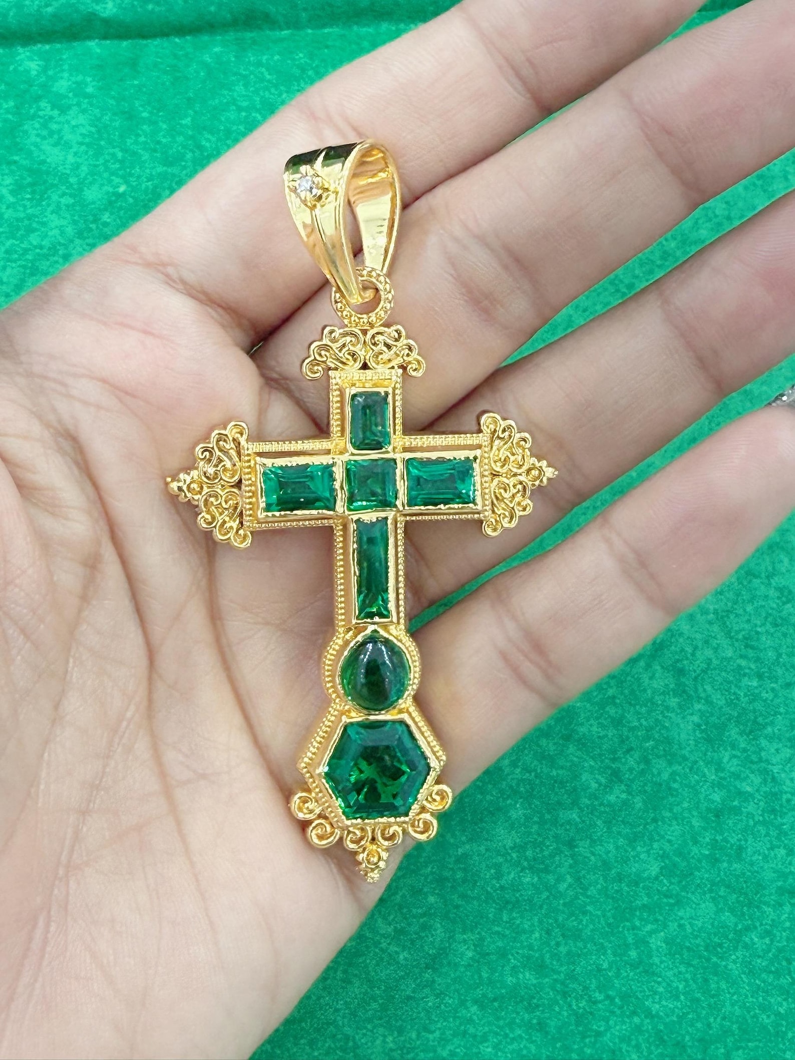 925 Sterling Silver Atocha Cross Emerald Pendant 14k Gold Vermeil - Etsy