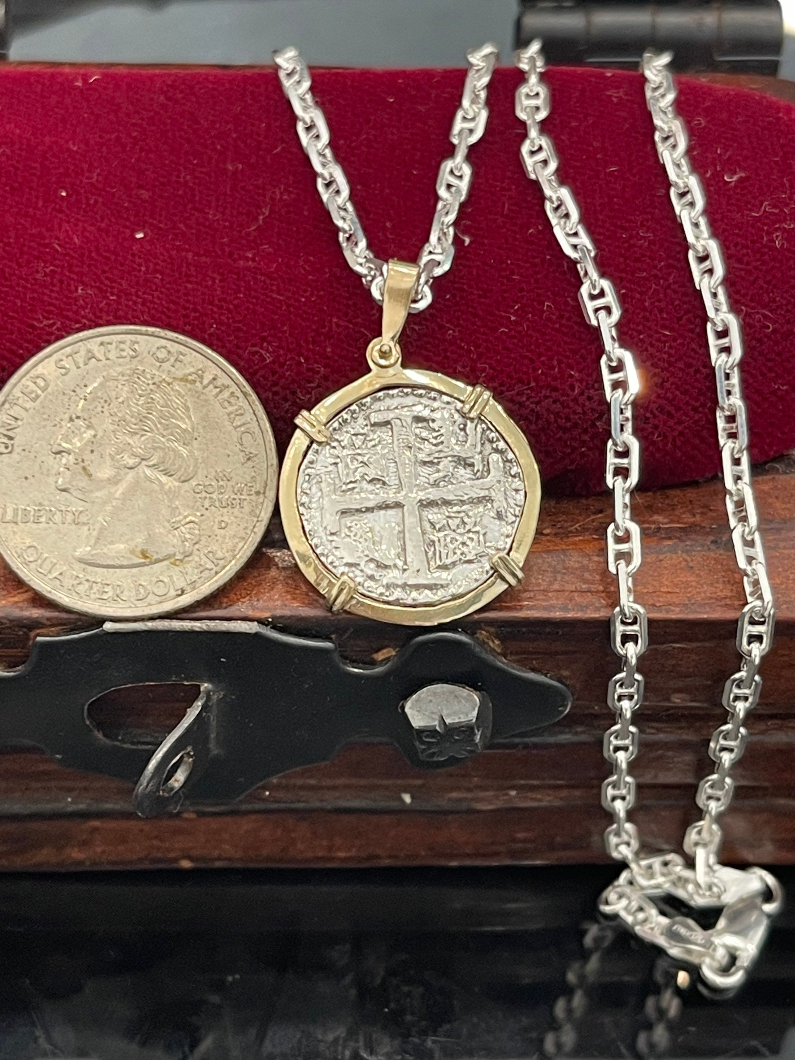 Atocha Shipwreck Treasure Mel Fisher Silver Coin Pendant in 14k Gold ...