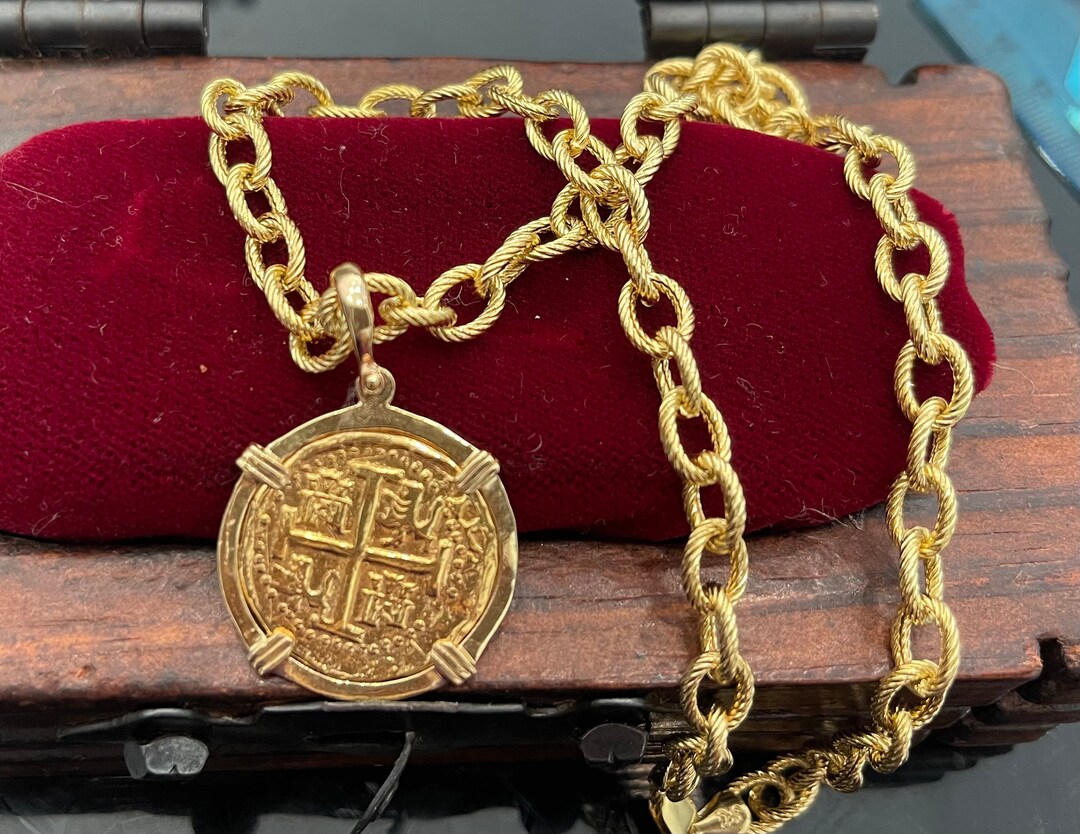14k Gold Atocha Shipwreck Coin Pendant With Handmade Chain - Etsy
