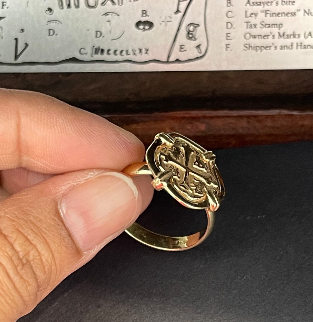 18k Solid Gold Atocha Coin Ring - Etsy