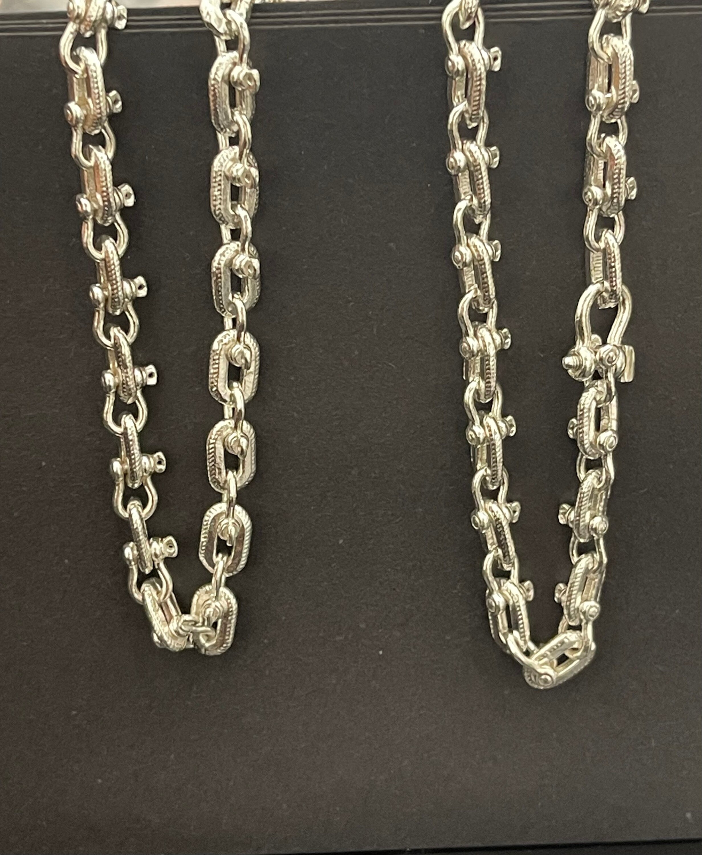 Handmade Solid Heavy 925 Sterling Silver Shackle Chain 6.3mm 24” Long ...
