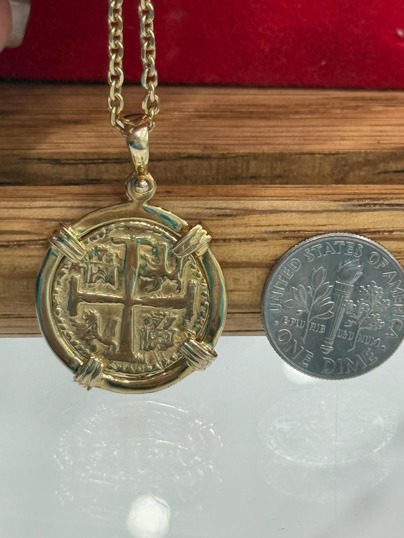14k Solid Gold Atocha Treasure Coin Pendant - Mel Fisher, 20” Chain - Etsy