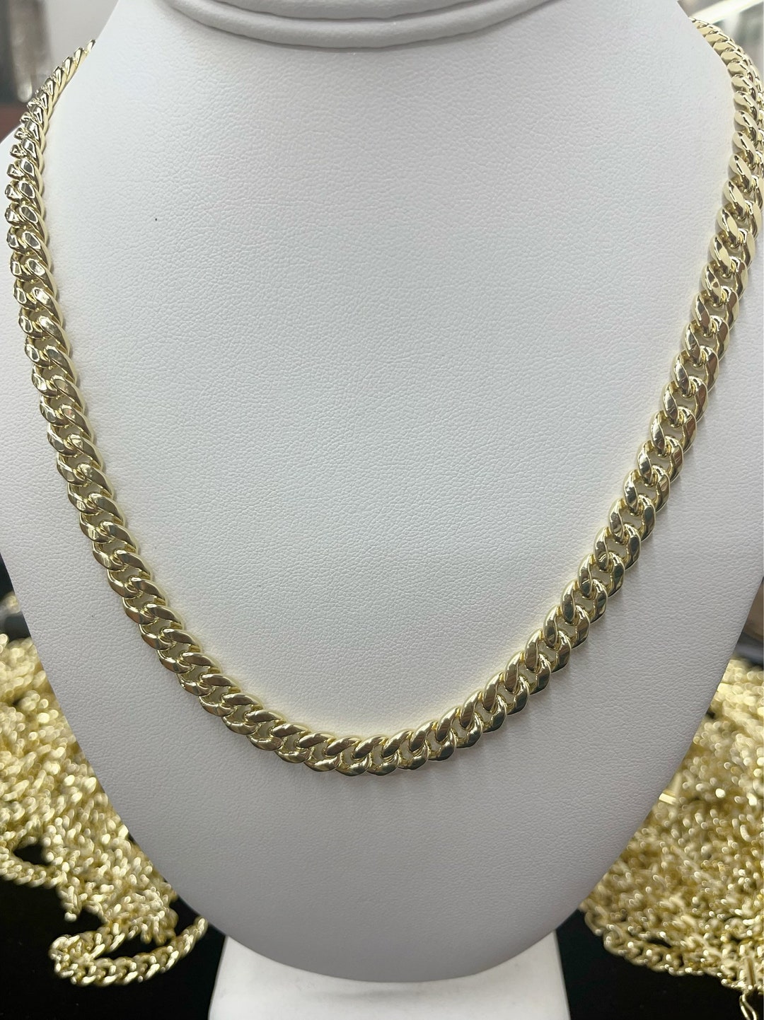 10k Gold Semi Solid Cuban Link Chain 24” Long 7.5mm - Etsy