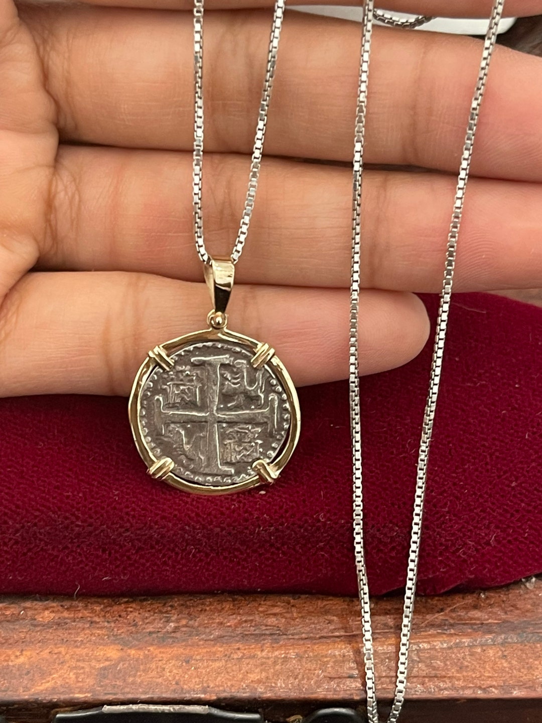 Atocha Shipwreck Treasure Mel Fisher Silver Coin Pendant in 14k Gold ...