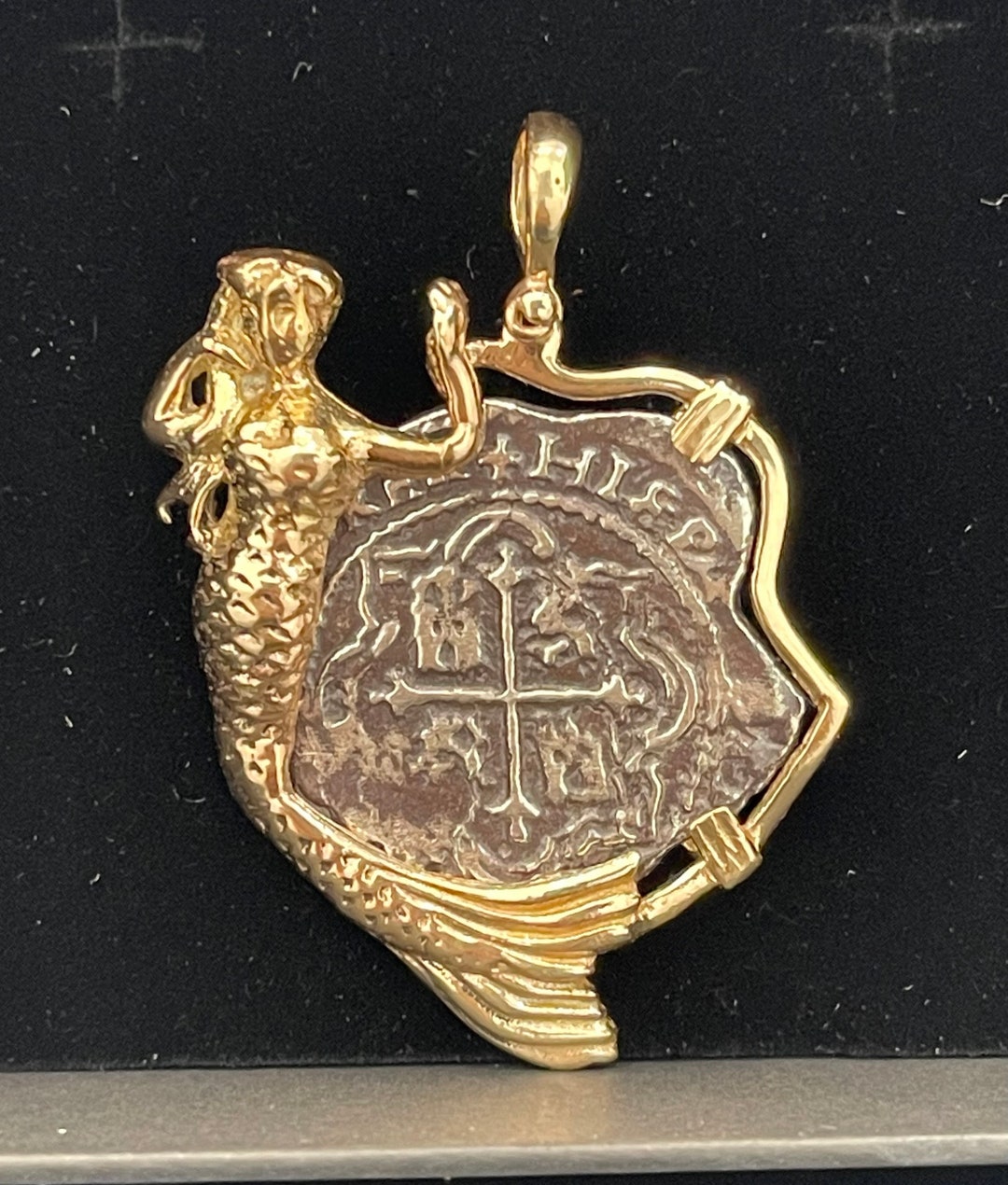 Atocha Shipwreck Silver Coin Pendant: 14k Gold Mermaid Bezel, Mel ...