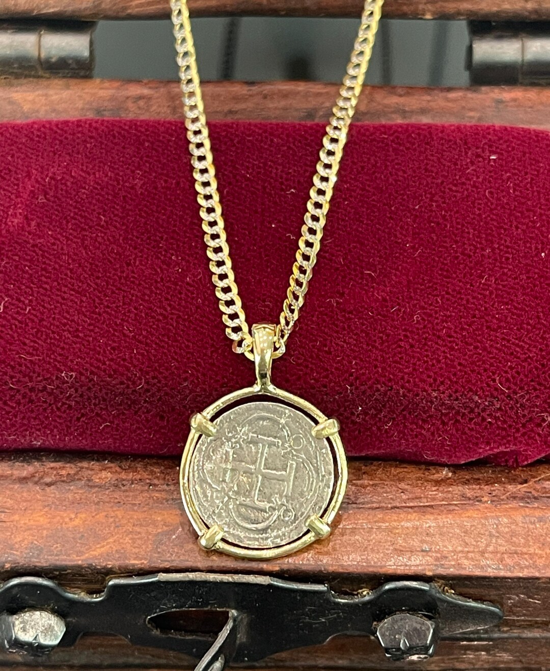 Atocha Shipwreck Silver Coin Pendant: 14k Gold Bezel, 10k Gold Chain - Etsy