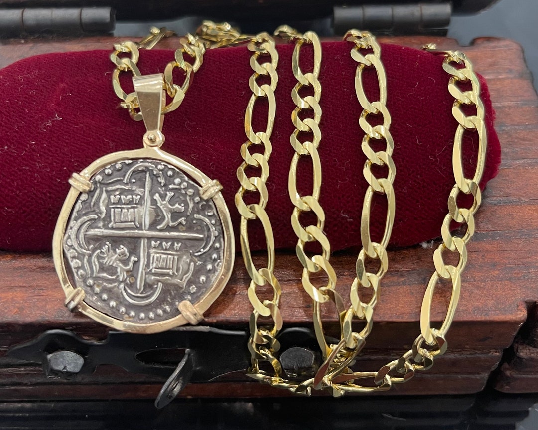 Atocha Shipwreck Treasure Mel Fisher Silver Coin Pendant in 14k Solid ...