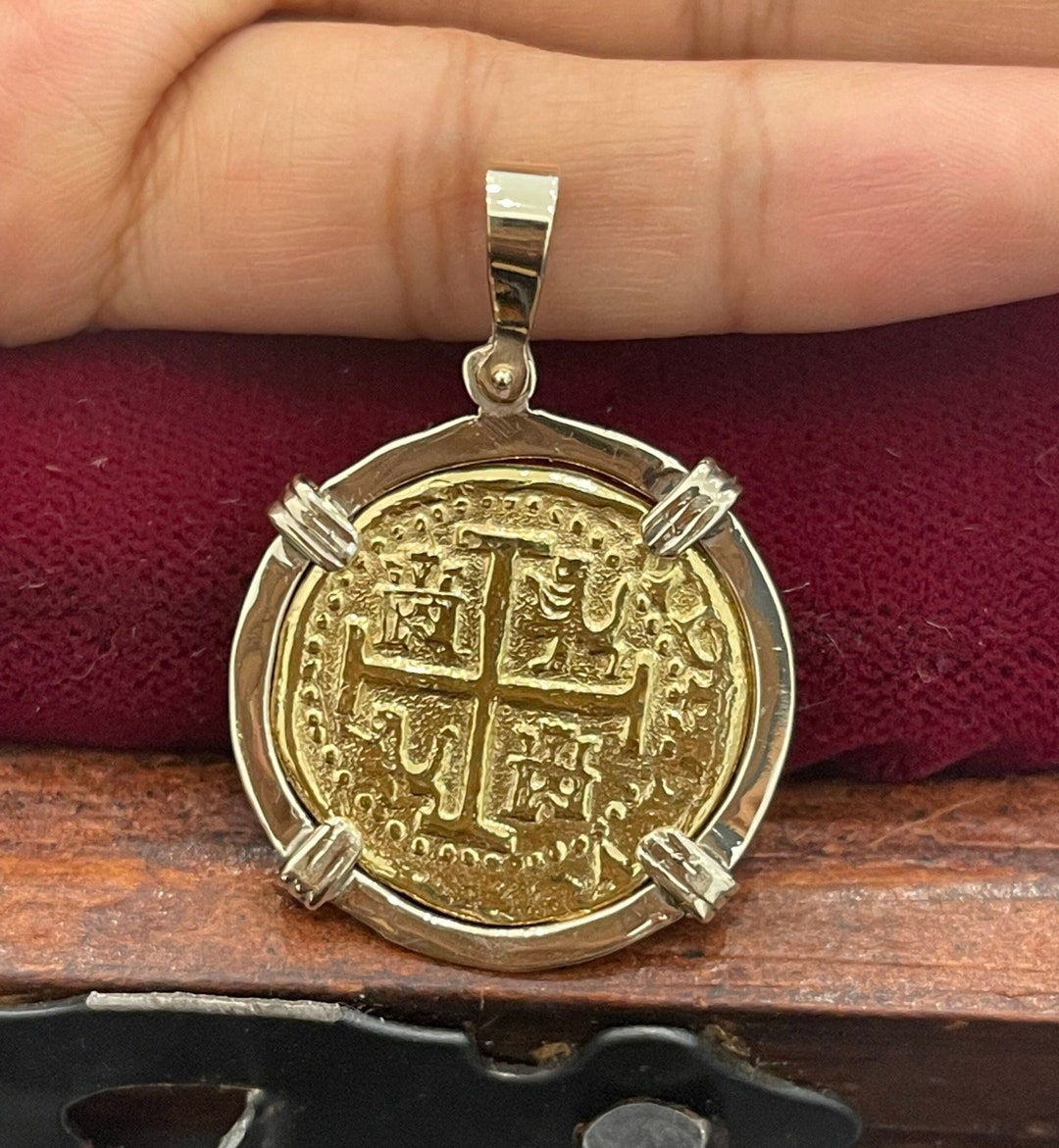 14k Solid Gold Atocha Gold Coin Pendant - Etsy