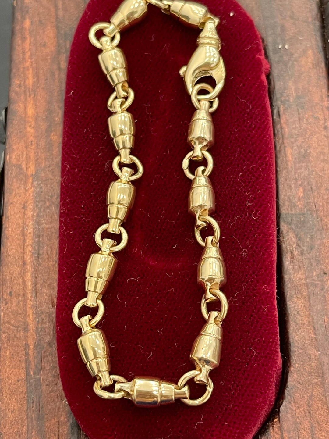 14k Solid Heavy Gold Handmade Swivel Bracelet - Etsy