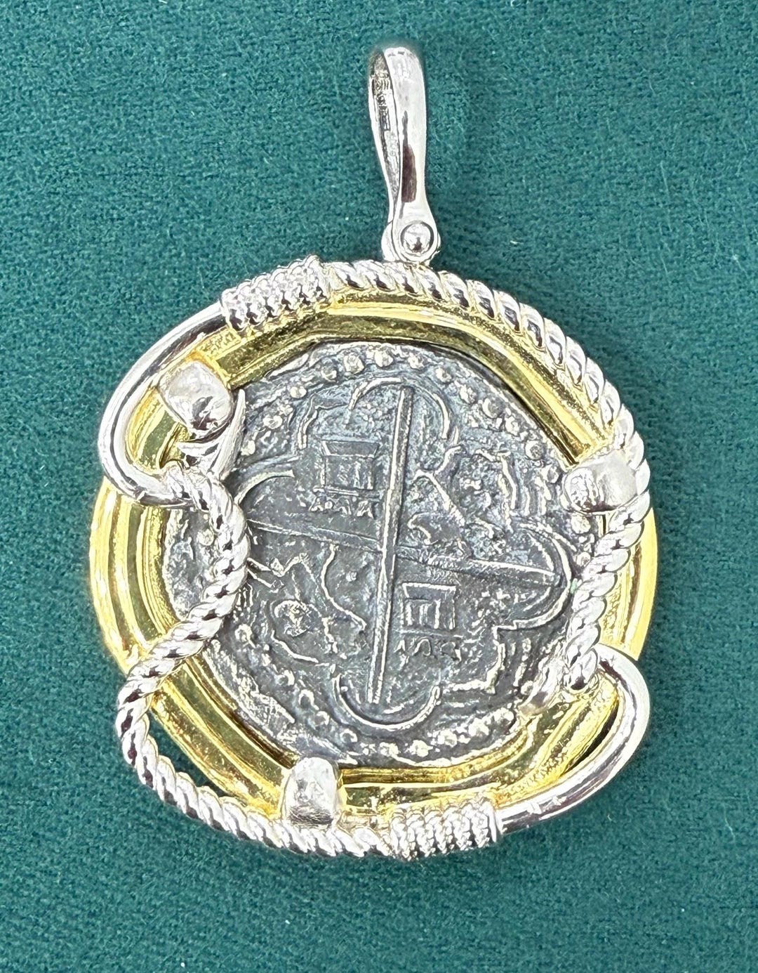 Atocha Shipwreck Large Size Silver Coin Pendant in Beautiful Hook Rope ...