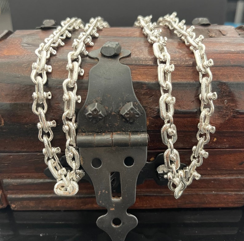 Handmade Solid Heavy 925 Sterling Silver Shackle Chain 6.3mm 24” Long ...