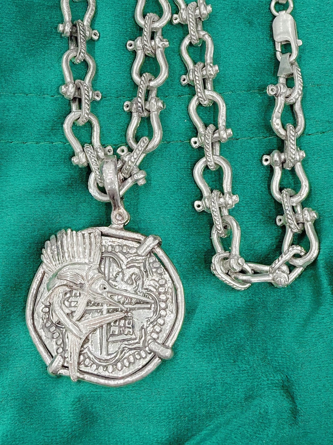 Atocha Shipwreck Silver Coin Pendant: Sterling Silver Fish Bezel ...