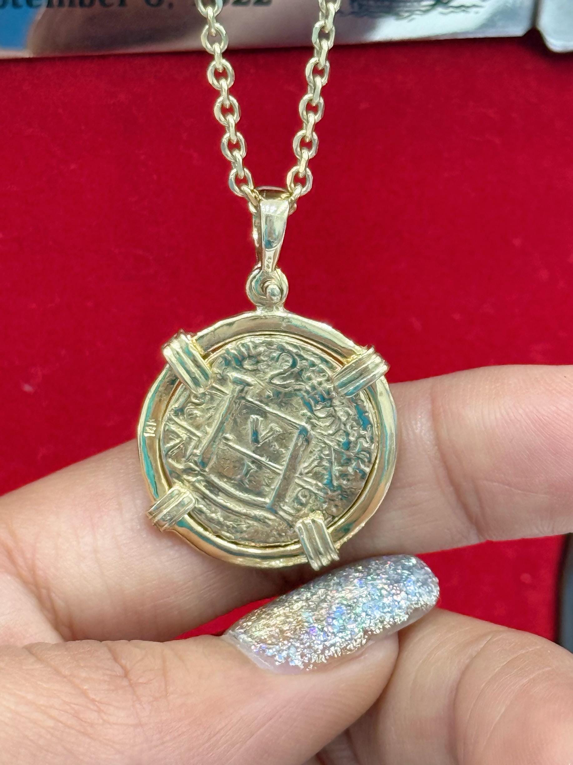 14k Solid Gold Atocha Treasure Coin Pendant - Mel Fisher, 20” Chain - Etsy