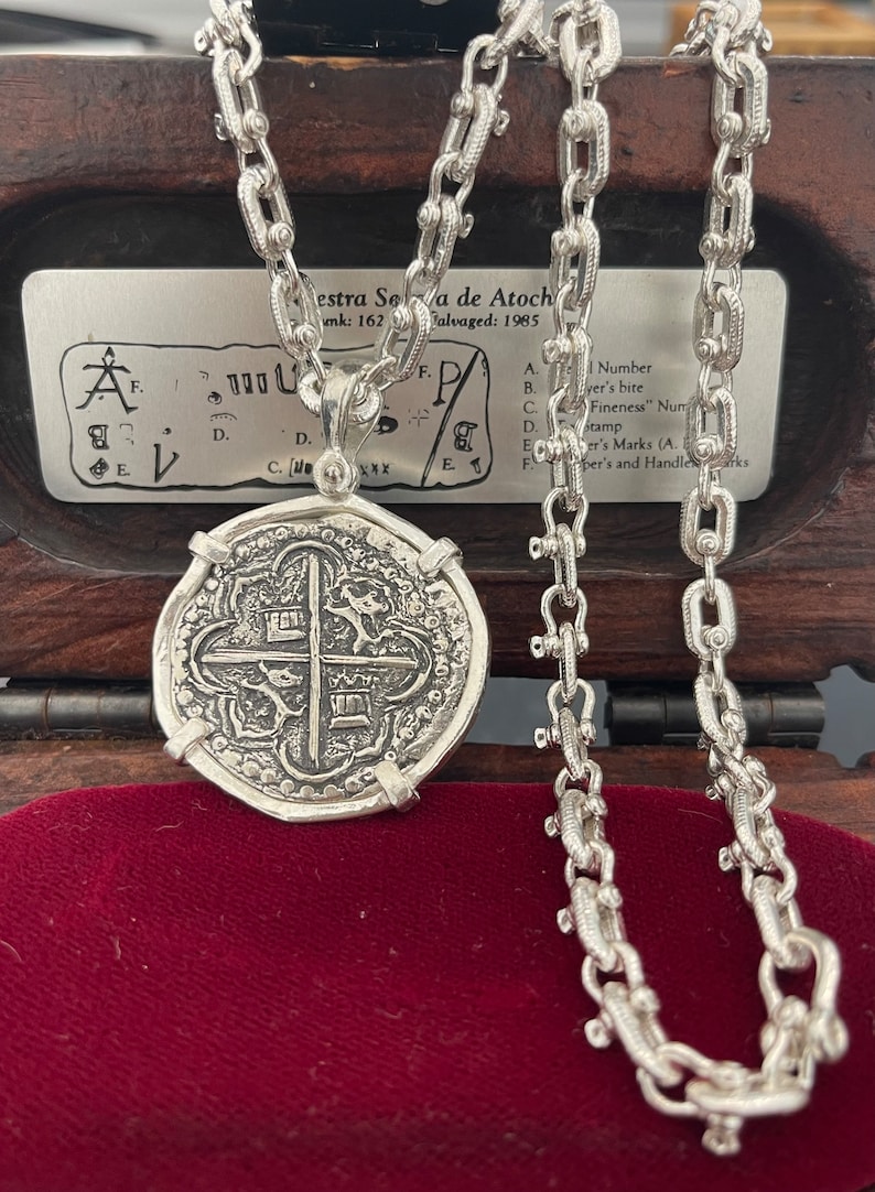 Atocha Shipwreck Silver Coin Pendant: Handmade Sterling Silver Shackle ...