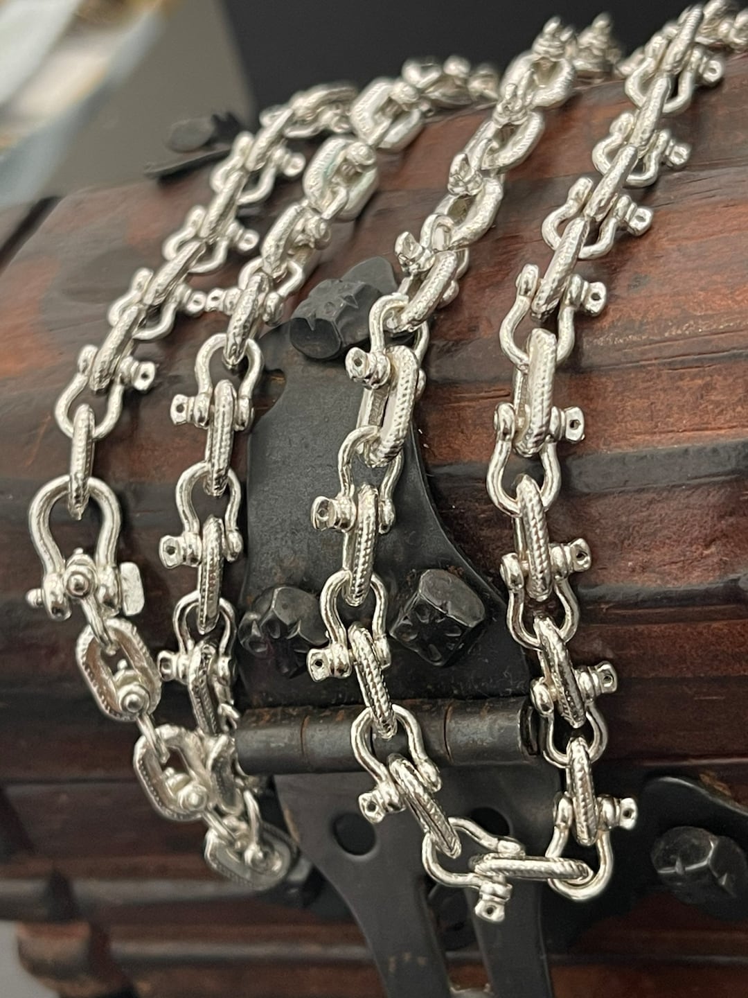 Handmade Solid Heavy 925 Sterling Silver Shackle Chain 6.3mm 24” Long ...