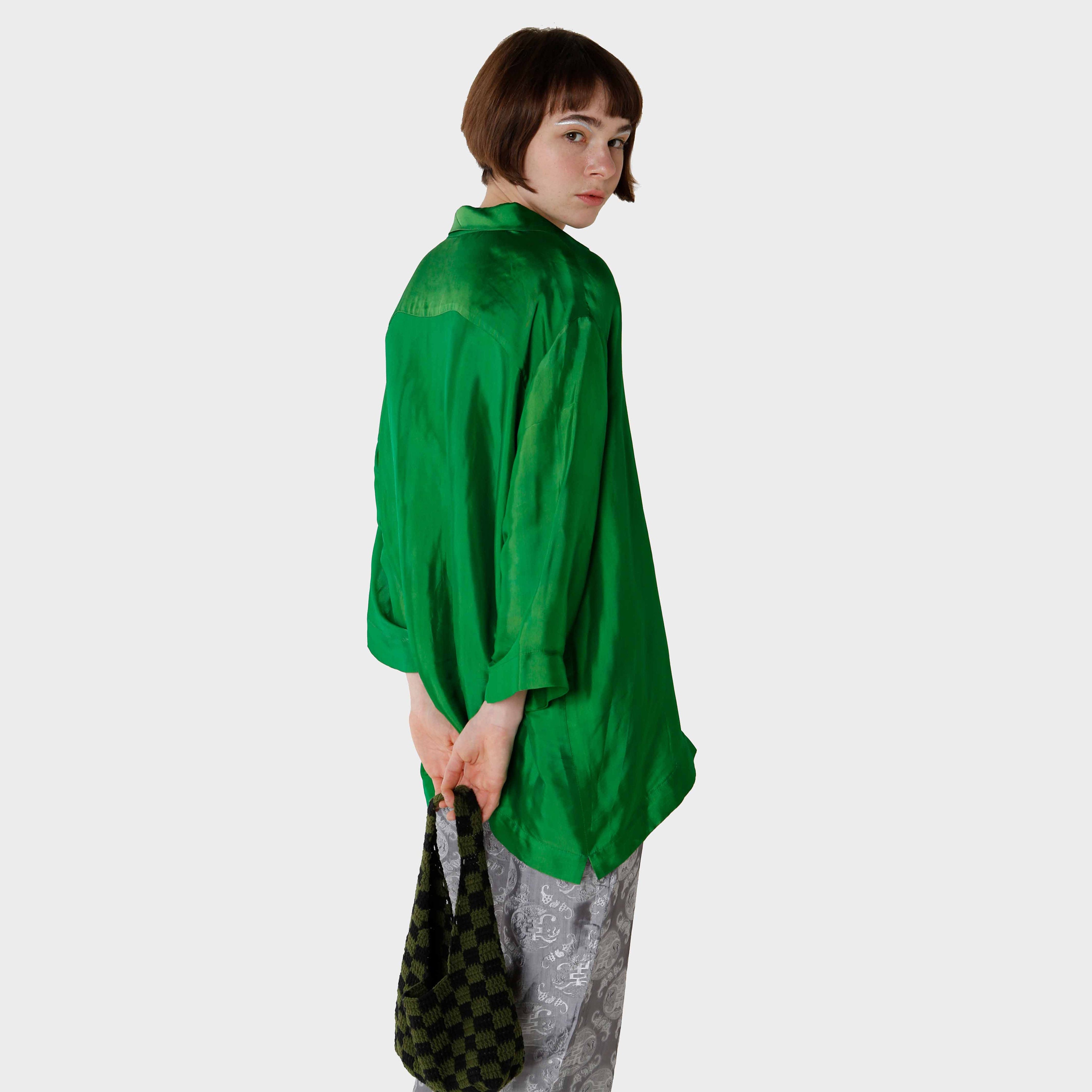 Elegant Oversized Silk Work Shirt/silk Blouse/silk Button Down Shirt ...