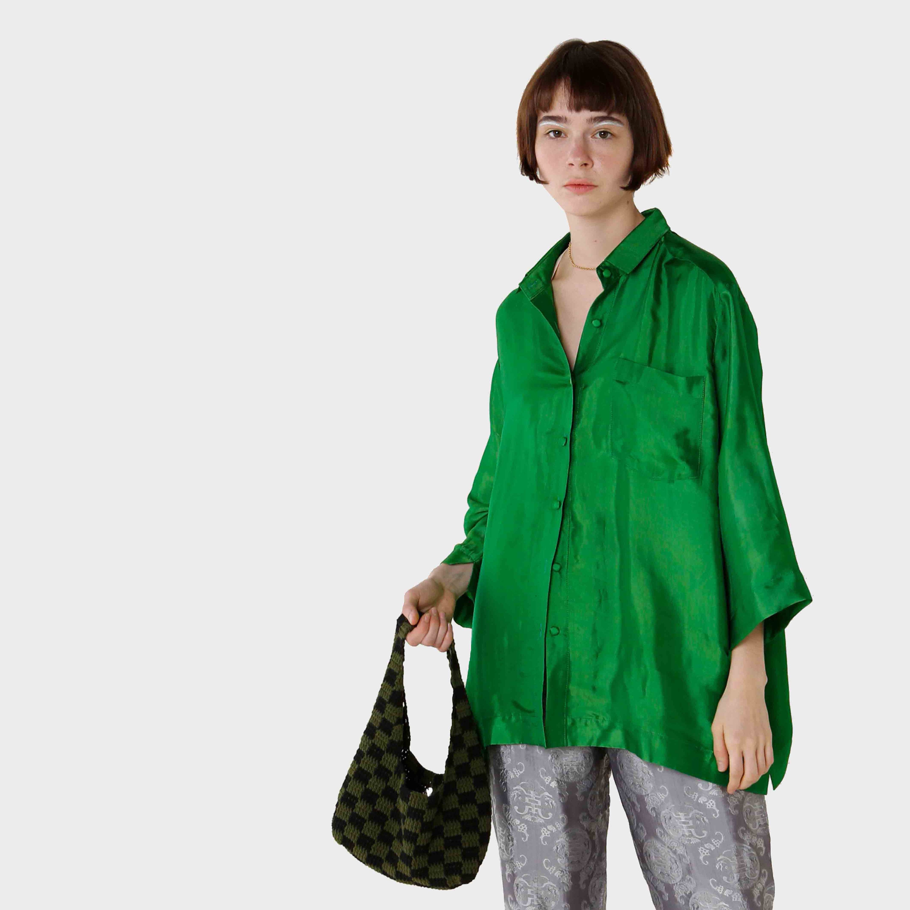 Elegant Oversized Silk Work Shirt/silk Blouse/silk Button Down Shirt ...