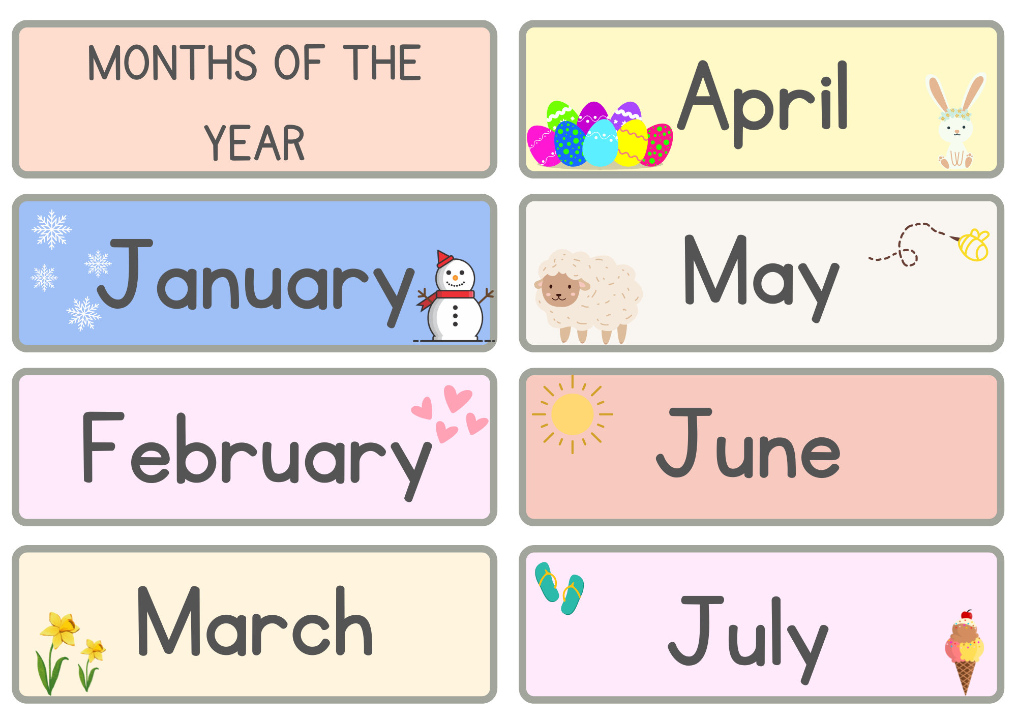 Months of the Year Flashcards - Etsy