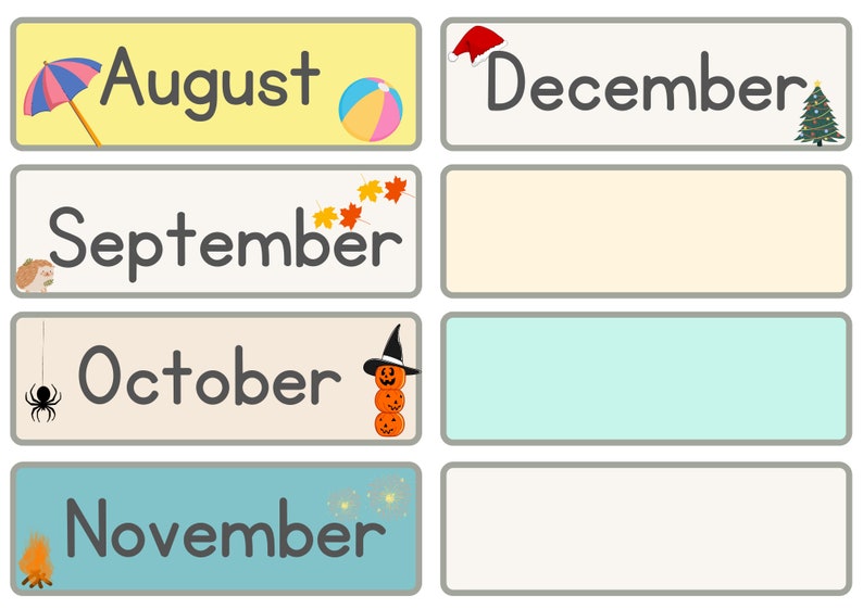 Months of the Year Flashcards - Etsy