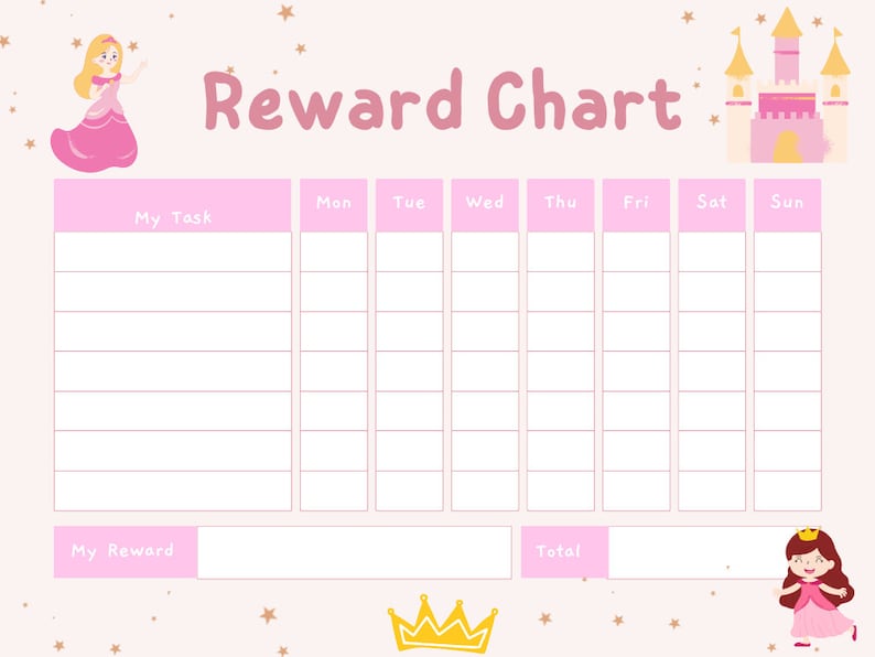Princess Reward Chart - Etsy
