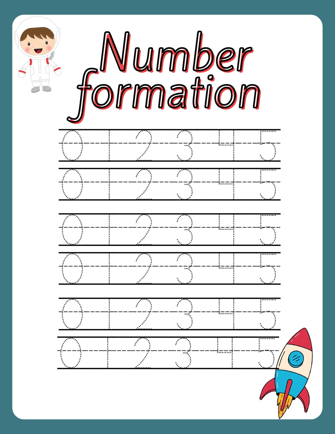 Number Formation Sheet - Etsy