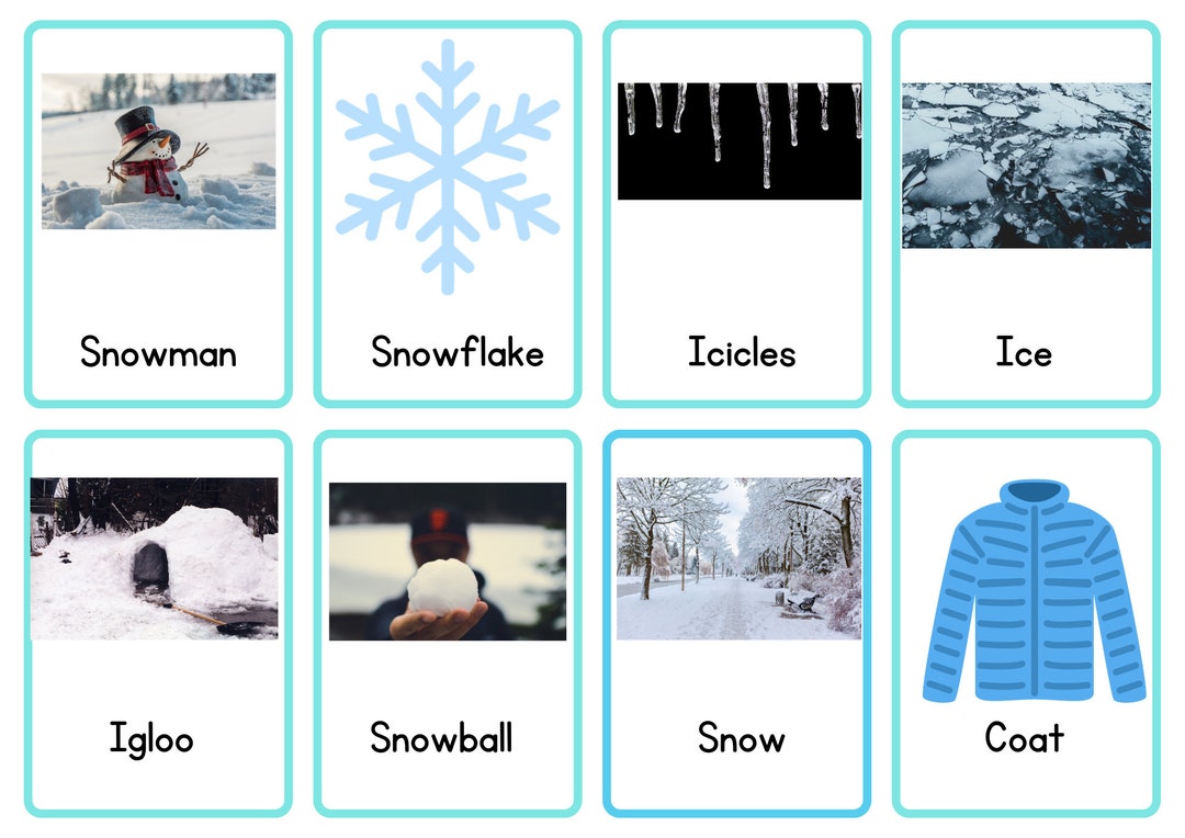 Winter Word/picture Cards - Etsy