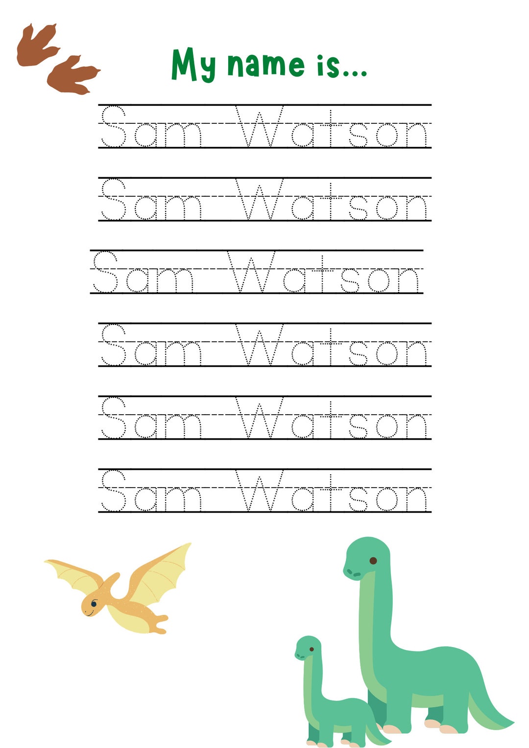 Dinosaur Name Writing Sheet - Etsy