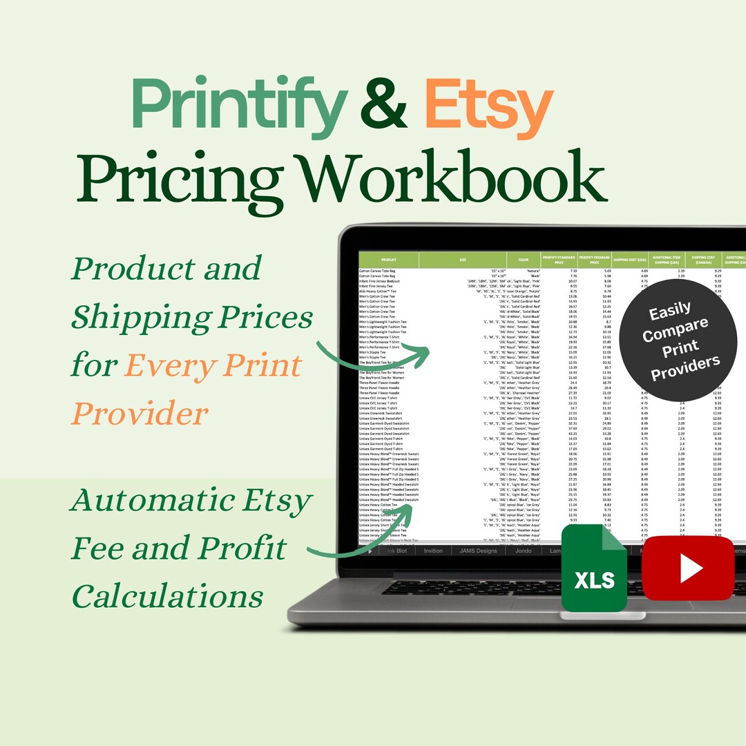 Etsy Fee Printify Profit Pricing Calculator Excel Workbook USA, Print ...