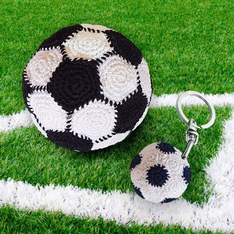 Crochet Pattern Soccer Ball Amigurumi in 2 Sizes, PDF Key Chain ...