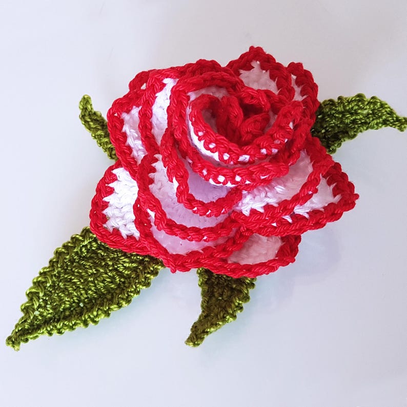 Crochet Pattern Rose for Beginners EN/DE: Crochet Rose With Sepal Leaf ...