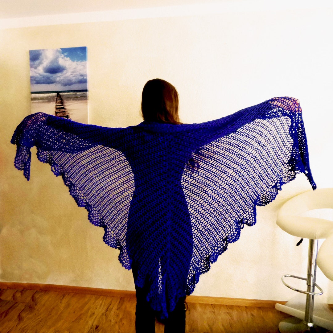 Triangle Shawl Crochet Pattern EN/DE, PDF Shawl 210 Cm X 130 Cm ...
