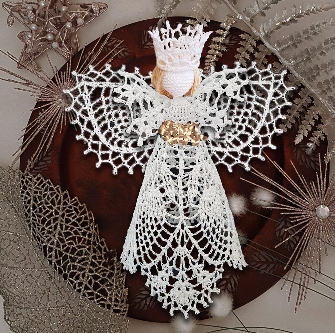 Angel Crochet Pattern EN/DE: PDF Lace Guardian Angel 10'' Angel Tree ...