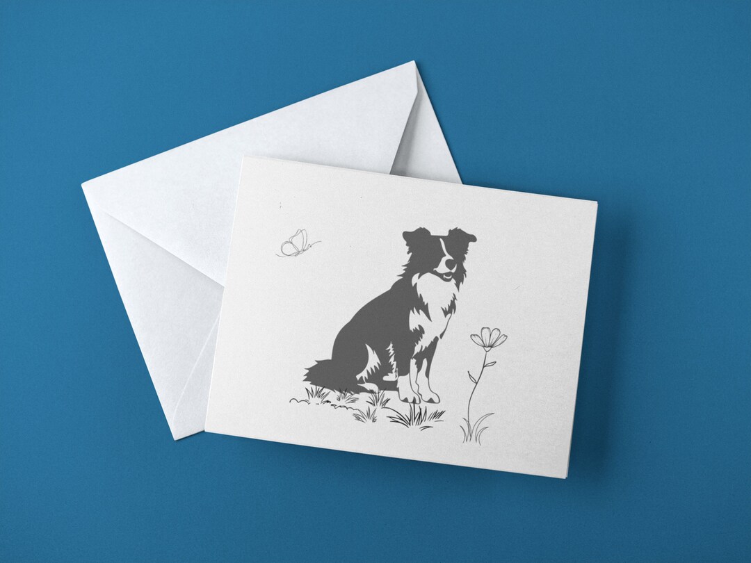 Whimsical Border Collie Blank Note Card - Perfect for Dog Lovers ...