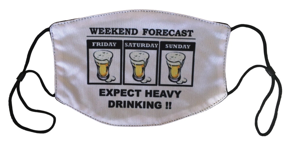 Beer Weekend Forcast- Face Mask Double Layer Cotton Adjustable Unisex ...