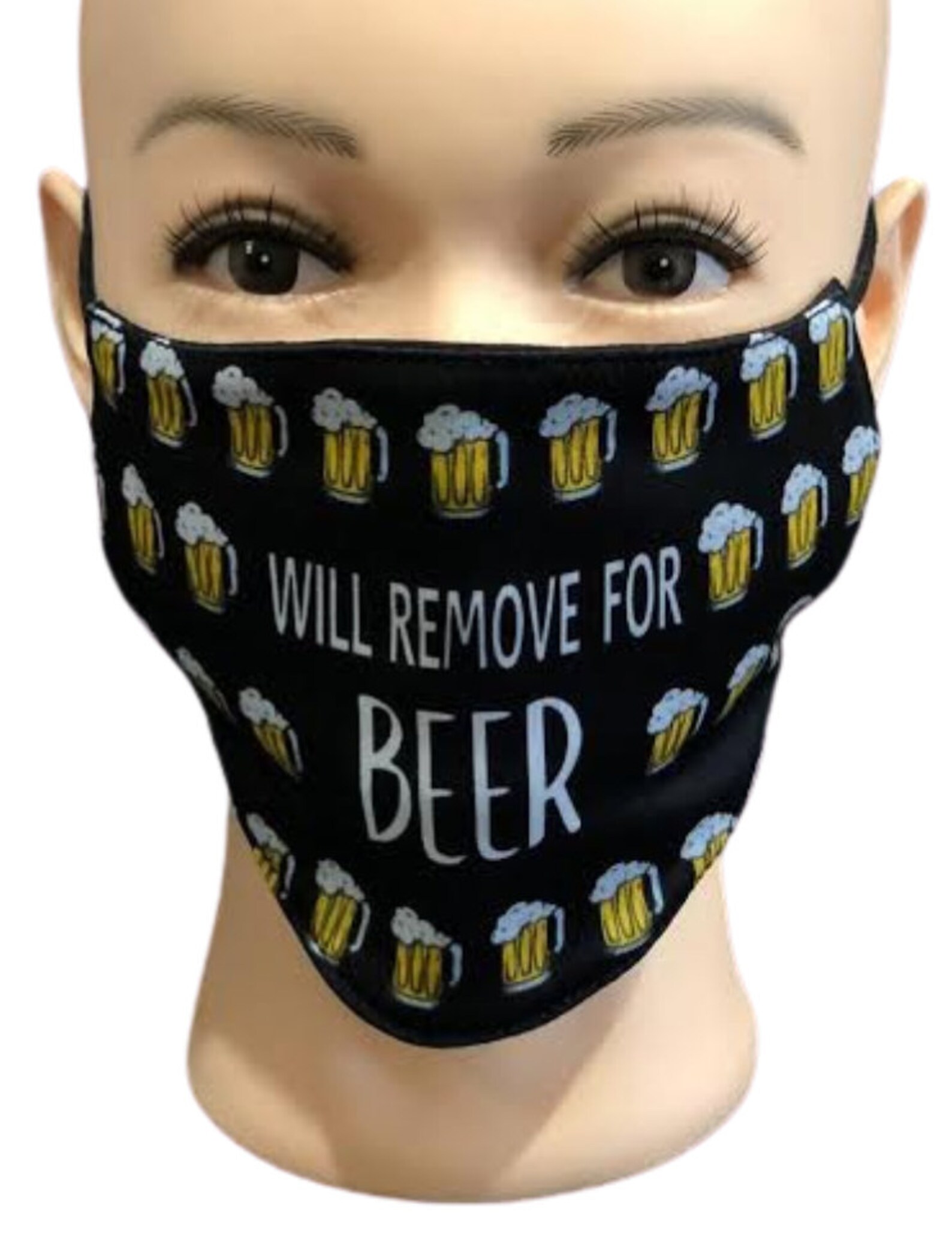 Beer Face Mask - Will Remove for Beer - Funny Saying- Double Layer ...