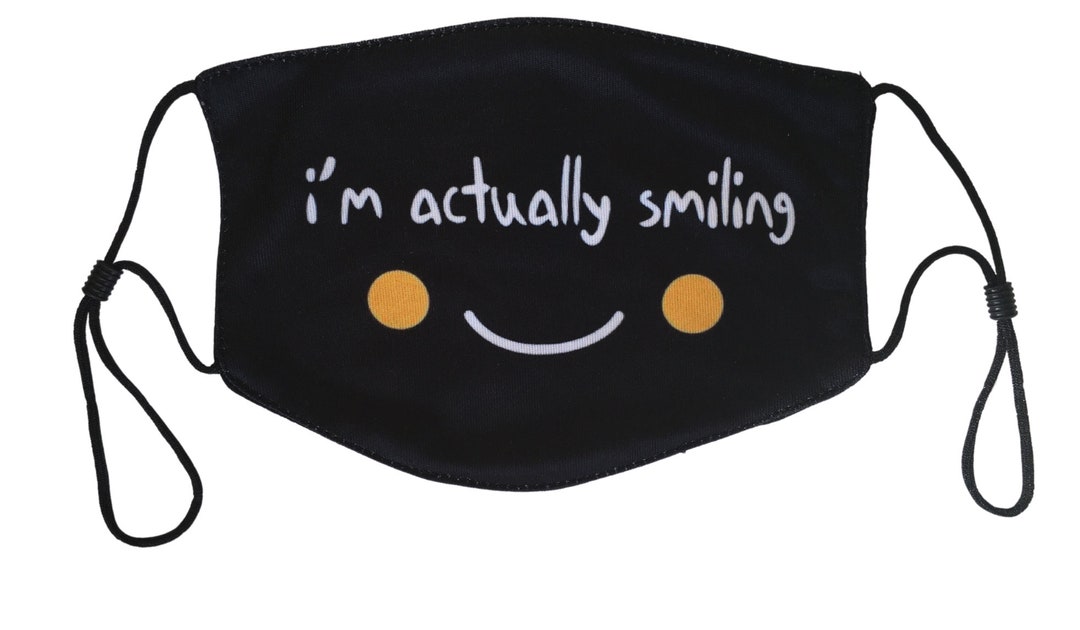 I'm Actually Smiling- Face Mask Double Layer Cotton Adjustable Unisex ...