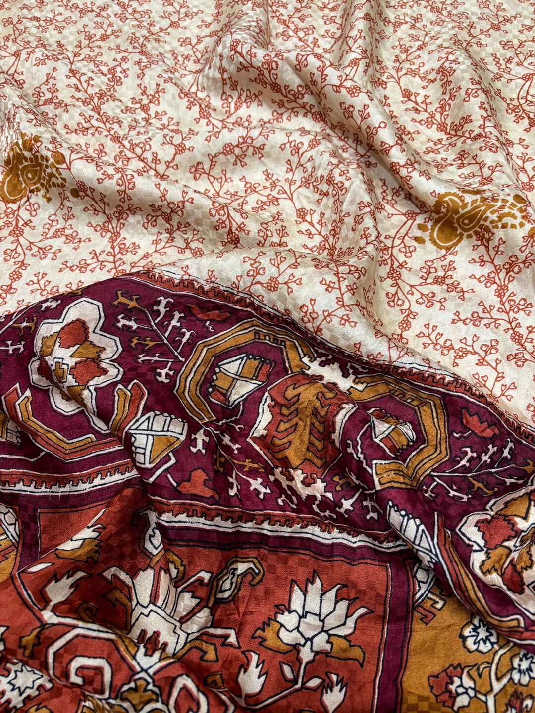 Vintage Pure Silk Saree | Traditional Upcycle Fabric Indian Silk Sari ...
