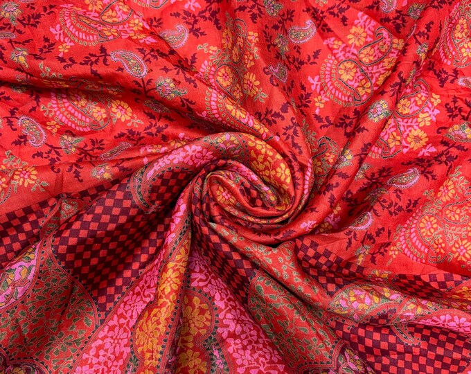 Vintage Pure Silk Saree | Traditional Upcycle Fabric Indian Silk Sari ...