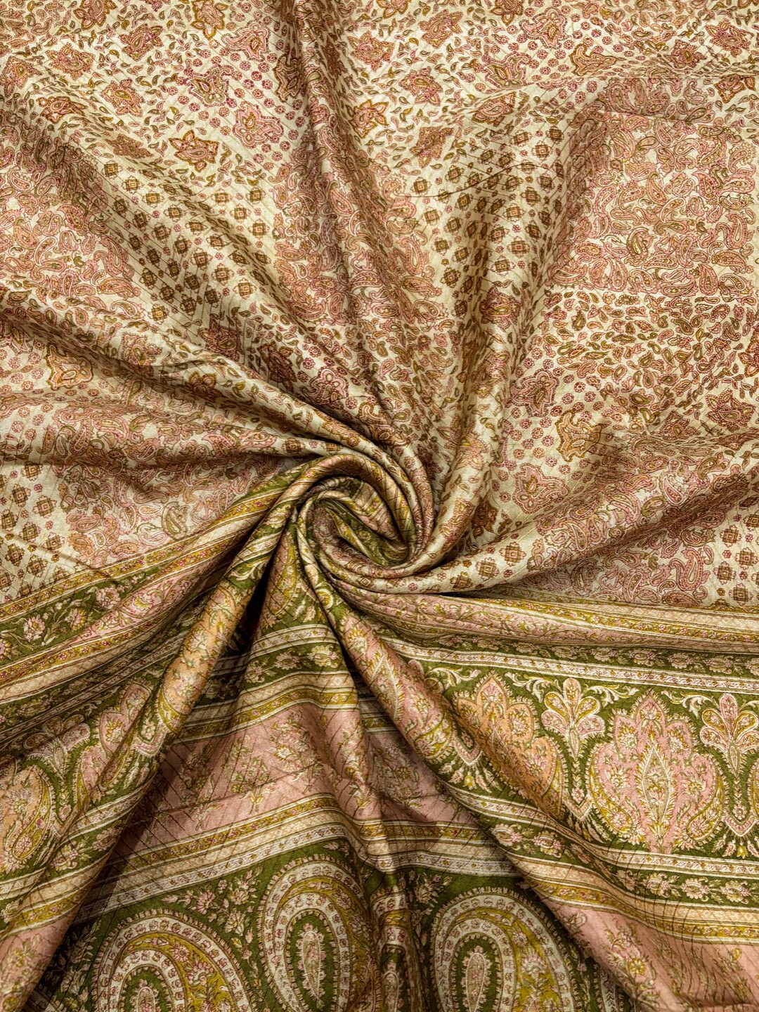 Vintage Indian Silk Saree Fabric | Traditional Pure Silk Sari for ...