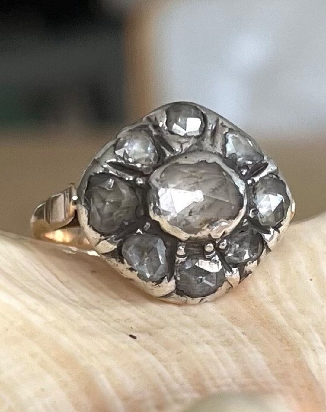 Important Old 16th or 17th Century Ring in 18k Yellow Gold, Silver and ...