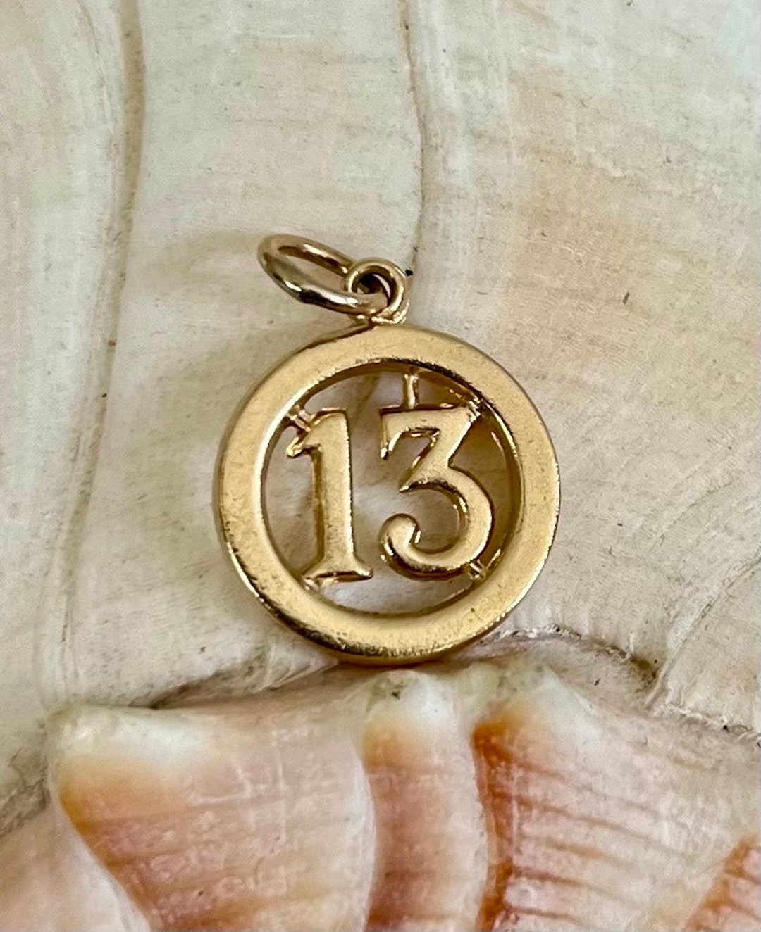 Old Lucky Number 13 Pendant From the 1940s in 9k Yellow Gold - Etsy