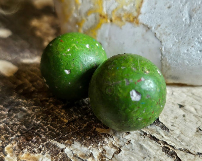 Antique Painted Poison Green Clay Marbles: 19th Century Victorian Game ...