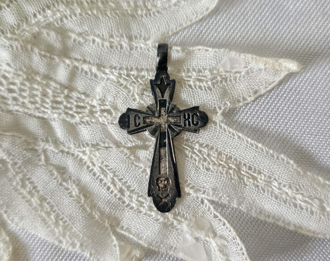 Antique 19th Century Russian Orthodox Cross, 84 Zolotnik Silver Antique ...