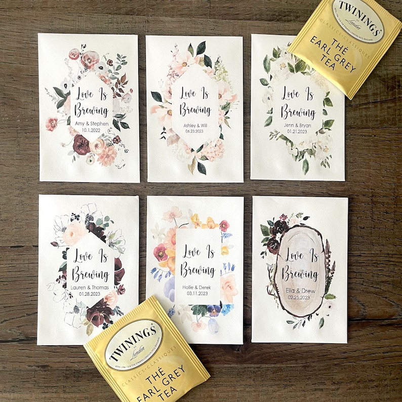 Tea Wedding Favors Personalized Tea Bag Favors Love is - Etsy