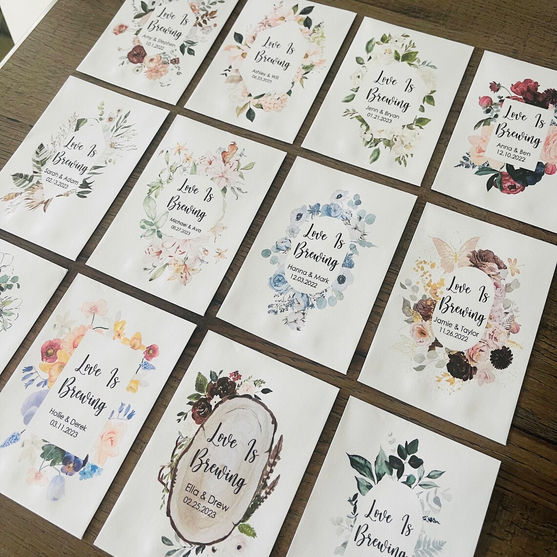 Tea Wedding Favors, Personalized Tea Bag Favors, Love is Brewing Favor ...