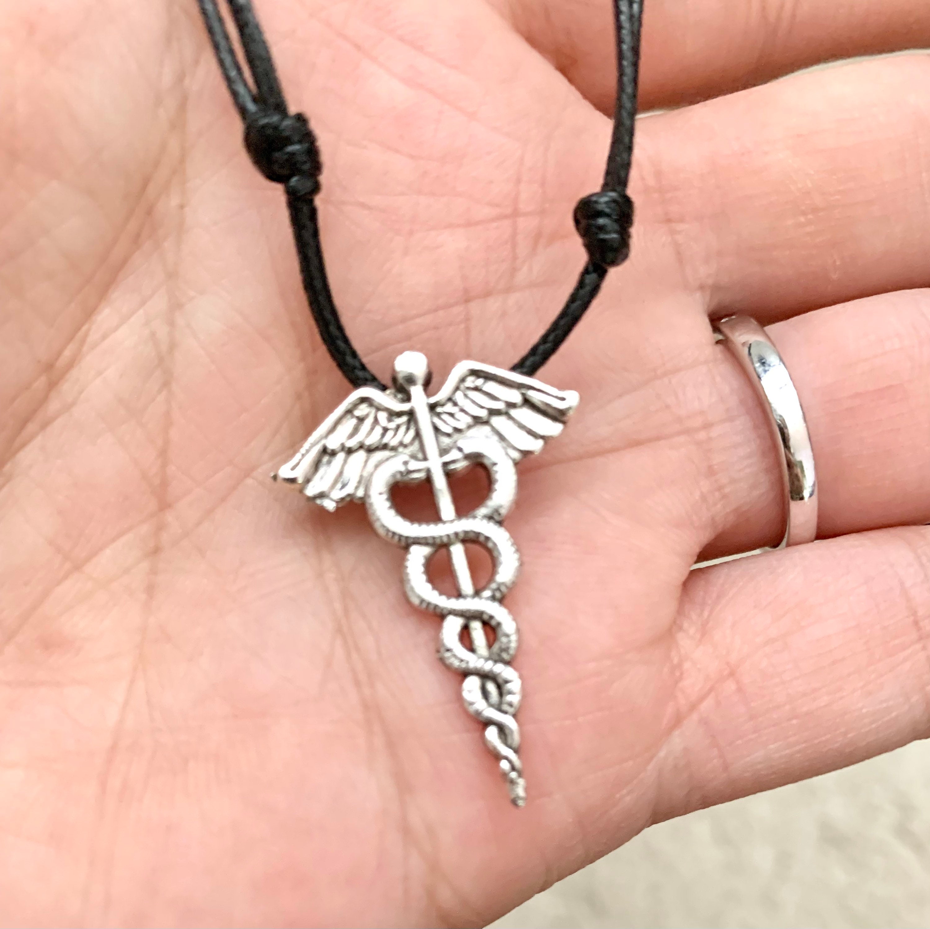 Caduceus Pendant Caduceus Necklace symbol of | Etsy