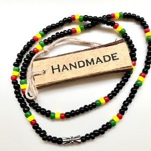 Handmade Necklace-reggae Necklace-rasta Beaded Necklace-rastafarian ...