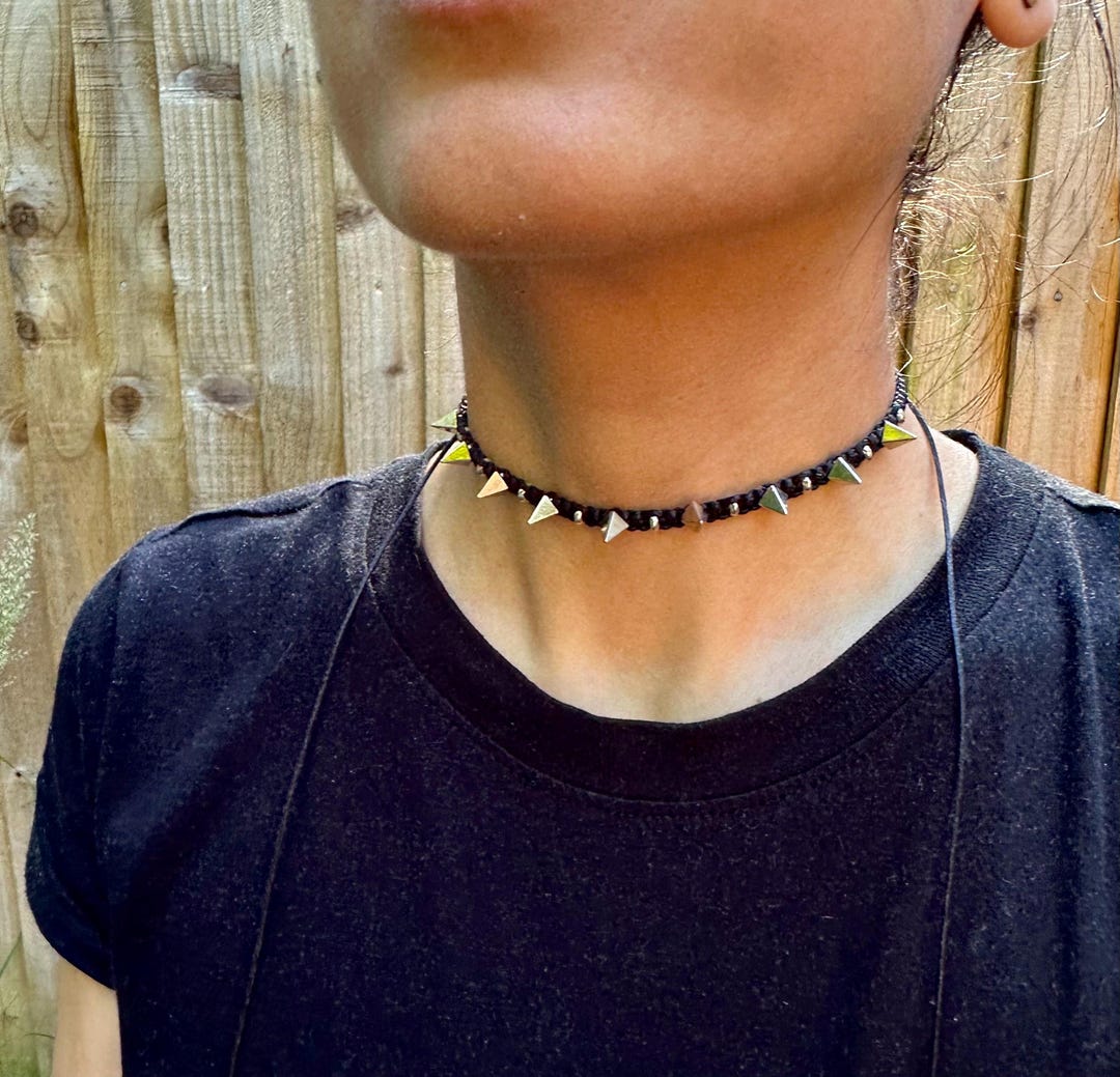 Black Choker-spike Choker-pyramid Spikes Choker-goth Choker-punk Choker ...