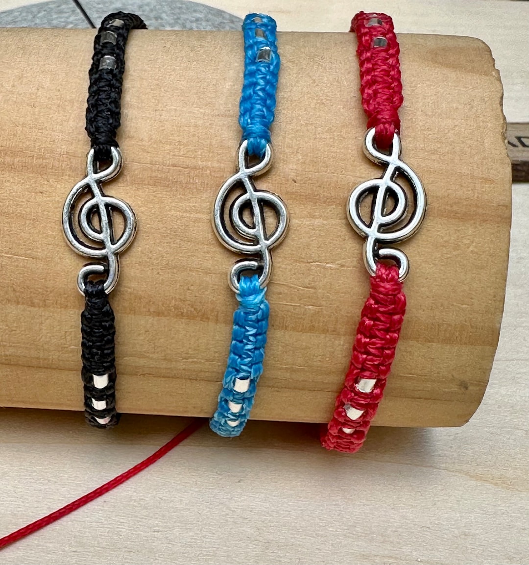 Musical Note Bracelets-treble Clef-music Note Charm-red, Blue, Black ...