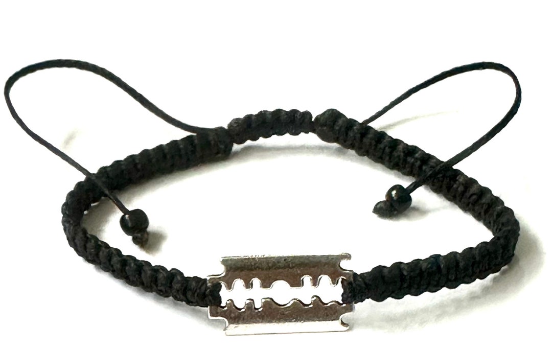 Razor Blade Bracelet-black Bracelet-bracelet for Men-knotted Bracelet ...